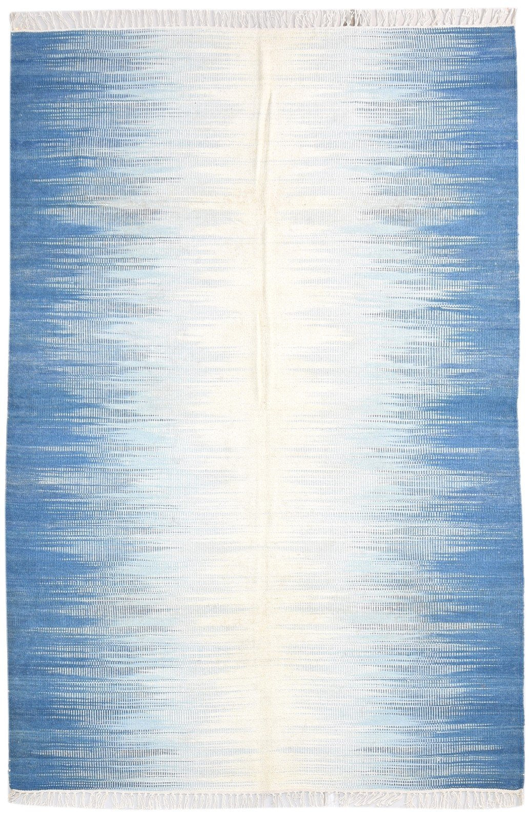 Dhurrie Blue Wool Rug 5' X 7' Modern Scandinavian Abstract Room Size C