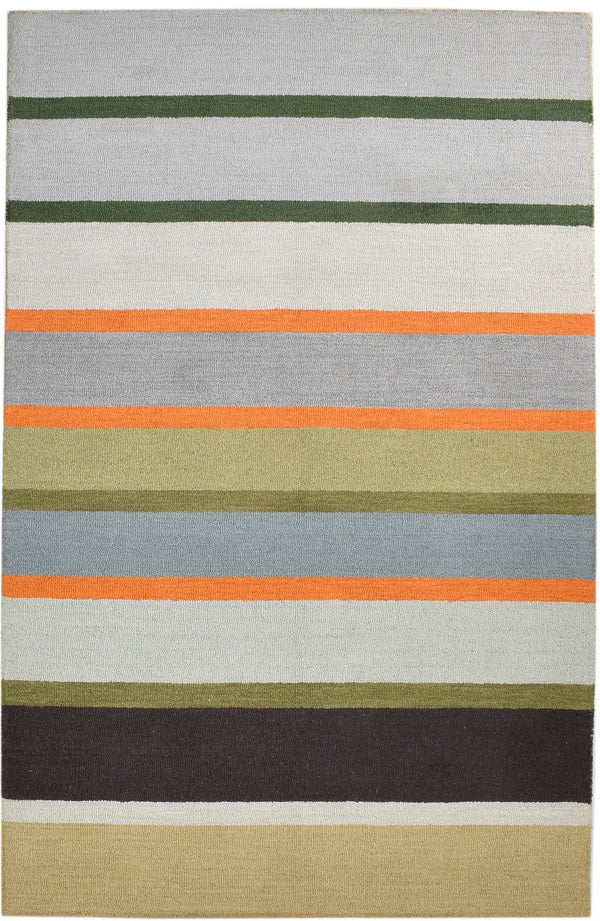 Hetty Hand Tufted Multi Color Wool Rug 5X8 Modern Scandinavian Striped