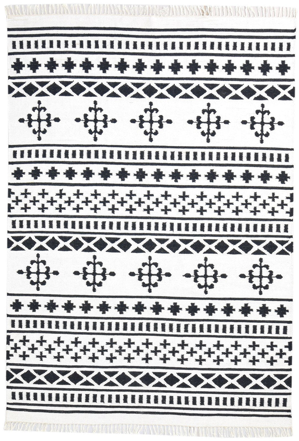 Off-White Cotton Rug 5X7 Southwestern Dhurrie American Tribal Room Siz