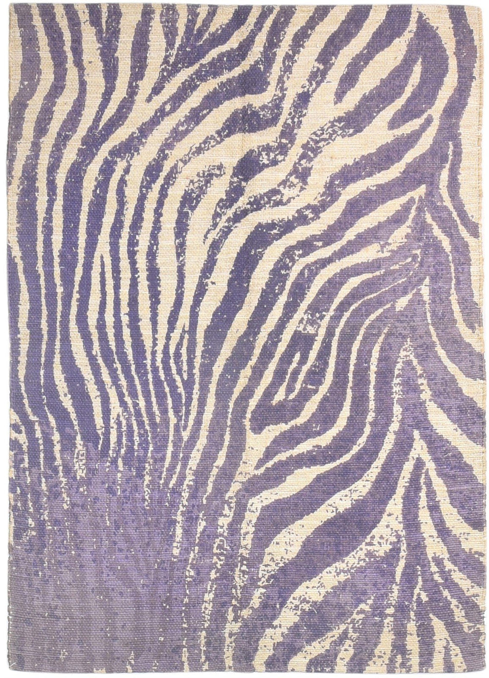 Dhurrie Purple Wool Rug 4' X 6' Modern American Animal Print Room Size