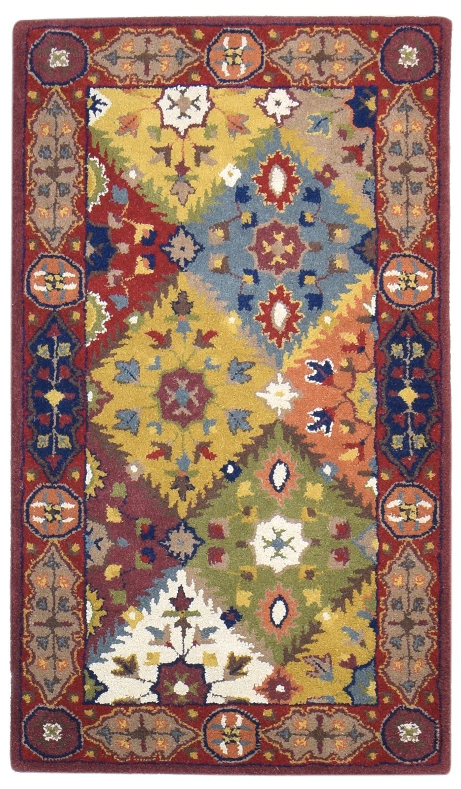 Wool Multi Color Rug 3' X 5' Persien Hand Tufted Bakhtiari Oriental Sm